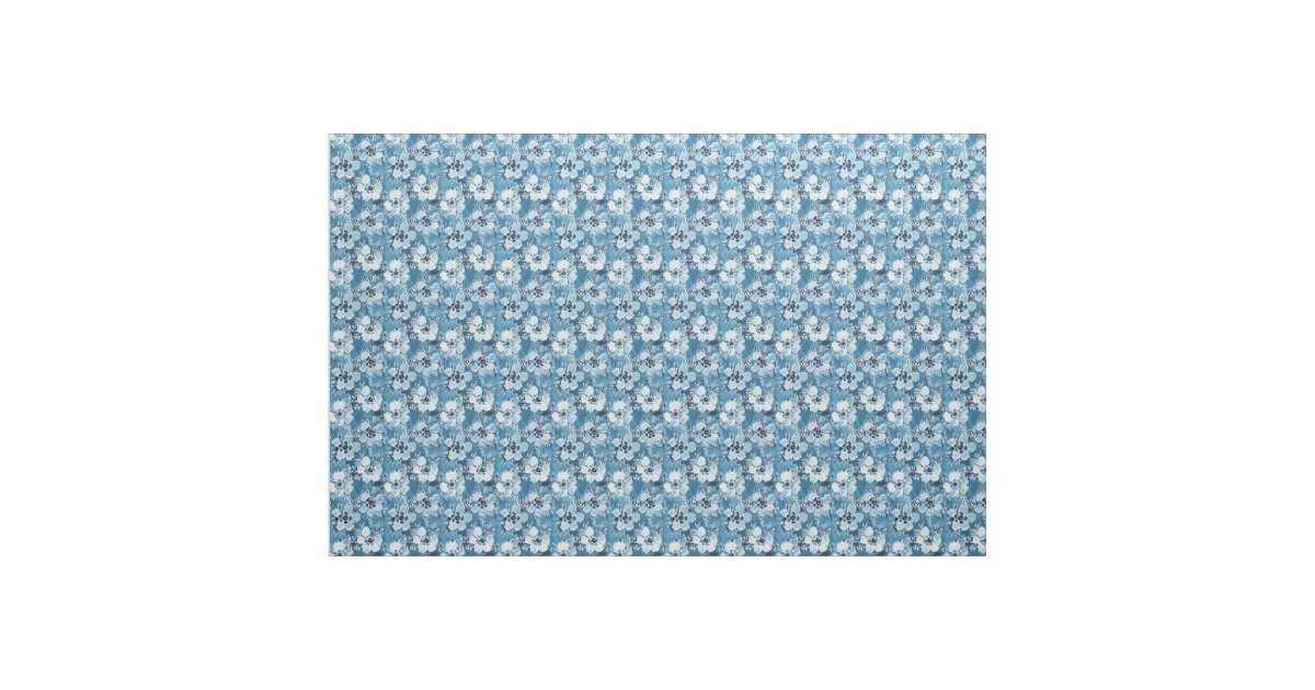 DANK DUDETTE Navy Tropical Hibiscus Pattern Fabric | Zazzle