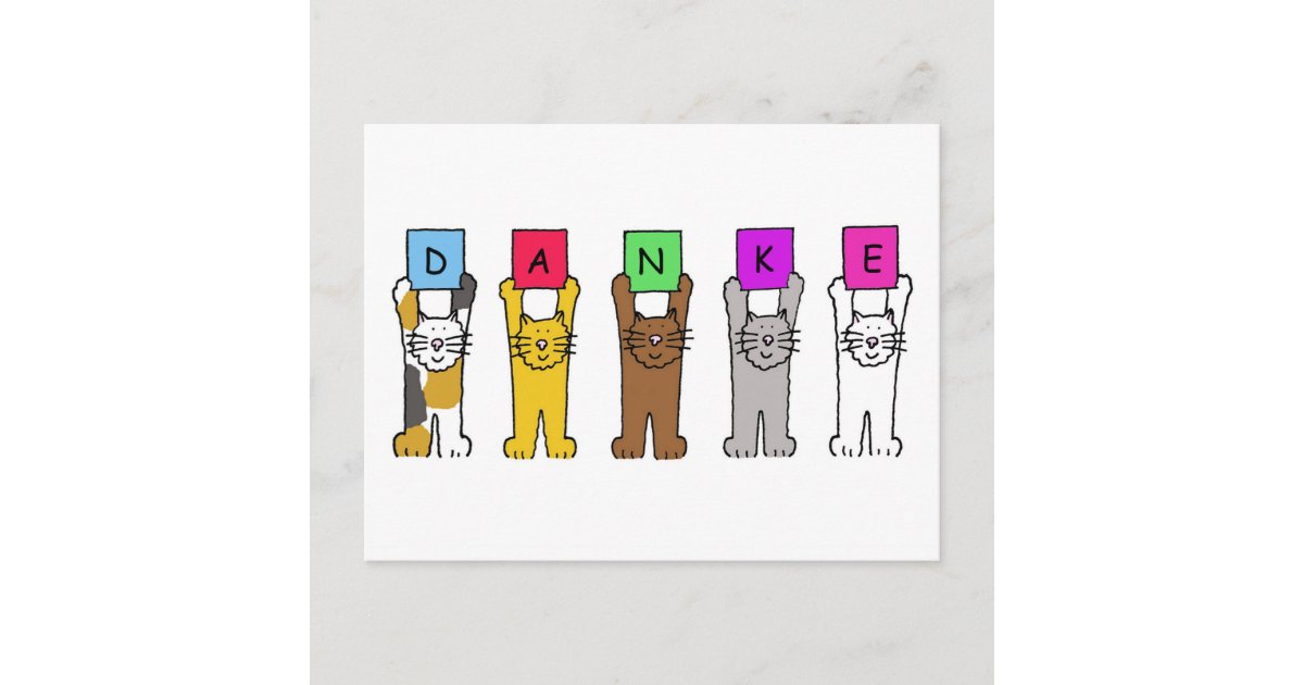 Danke German Thanks Cartoon Cats Postcard | Zazzle