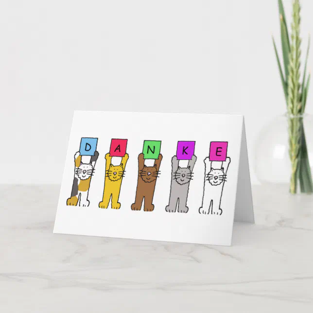 Danke German Thanks Cartoon Cats Thank You Card | Zazzle