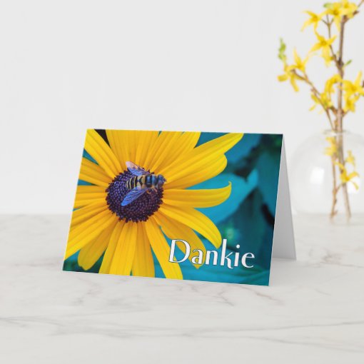 Dankie Thank You in Afrikaans with Bee on Flower Card | Zazzle
