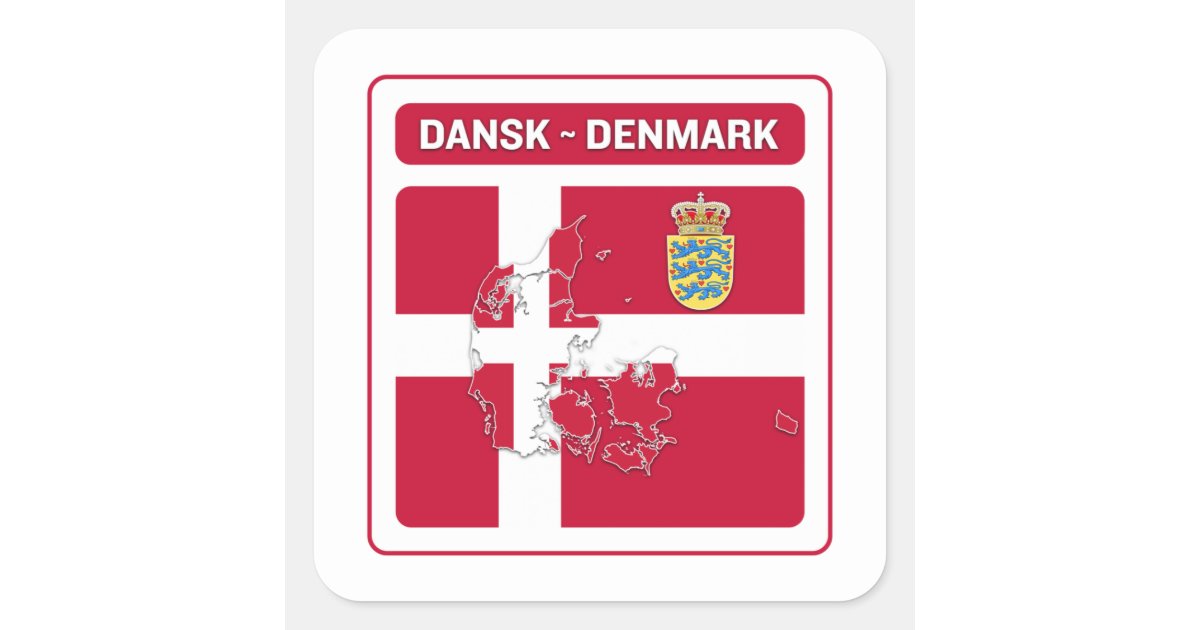 Dansk Denmark Flag Square Sticker | Zazzle