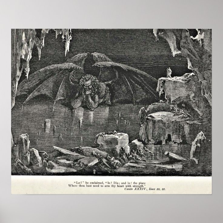 Dante's Inferno Devil in Hell Illustration Poster | Zazzle