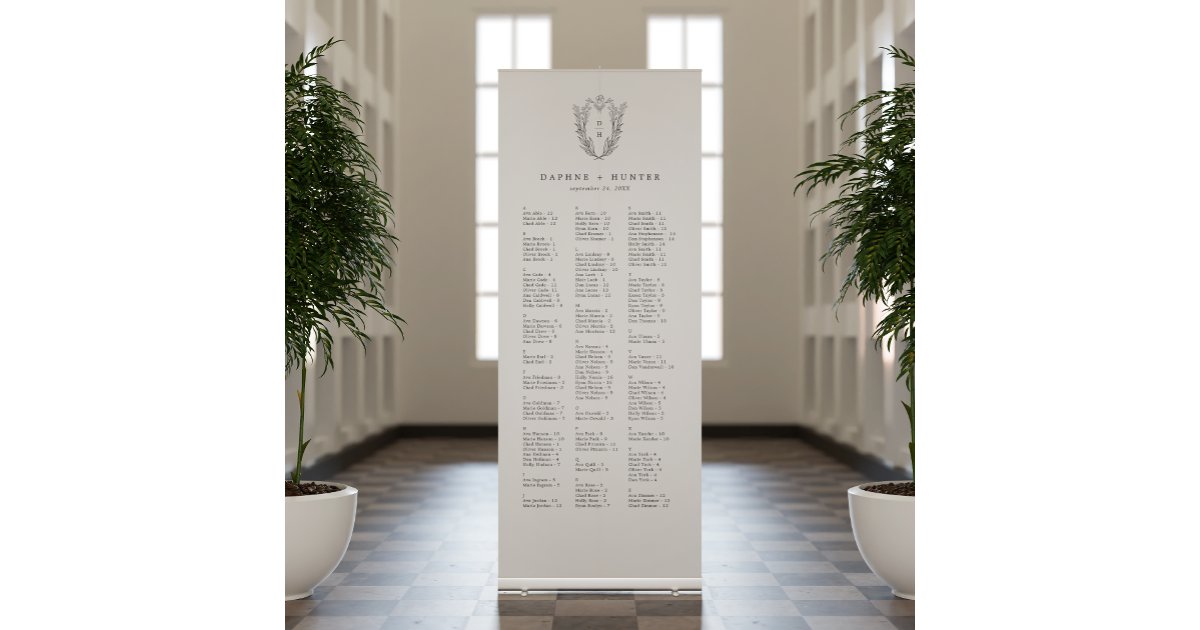 DAPHNE Classic Boho Elegant Wedding Seating Chart Retractable Banner ...
