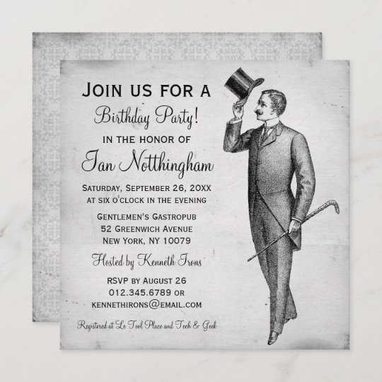 Dapper Gentleman's Birthday Party Invitations | Zazzle.com