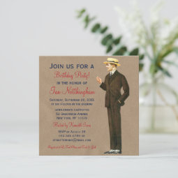 Dapper Gentleman's Birthday Party Invitations | Zazzle