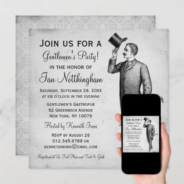 Dapper Gentlemen's Party Invitations | Zazzle