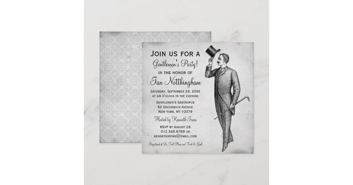 Dapper Gentlemen's Party Invitations | Zazzle
