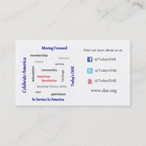 DAR Chapter Business Card Updated | Zazzle
