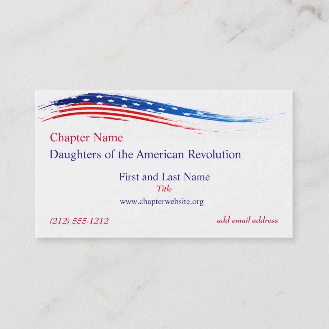 DAR Chapter Business Card Updated | Zazzle