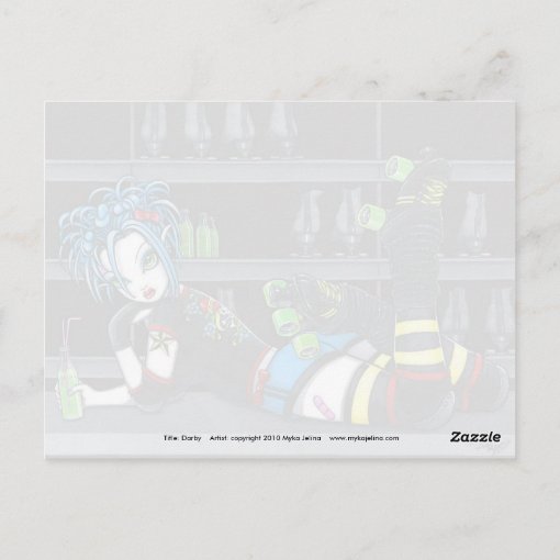 "Darby" Gothic Roller Derby Skate Girl Postcard | Zazzle