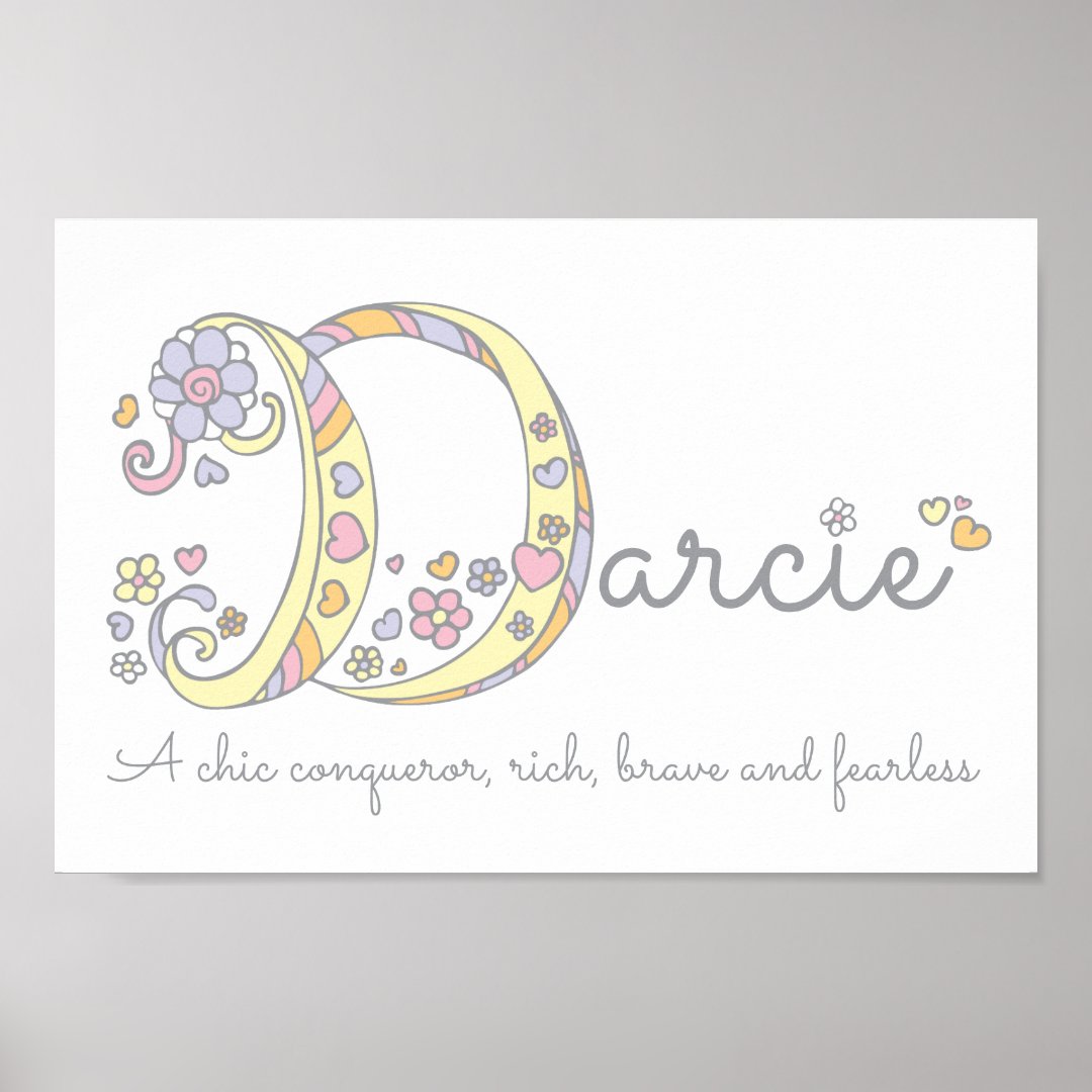 Darcie letter D name meaning girls art poster | Zazzle
