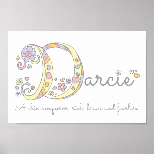 Darcie letter D name meaning girls art poster | Zazzle