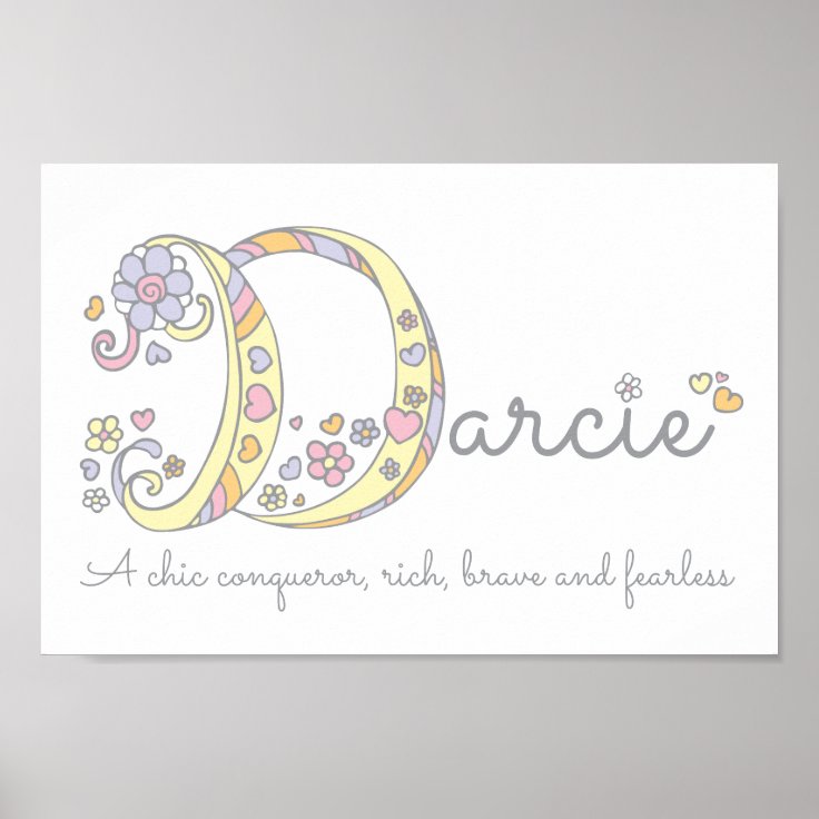 Darcie letter D name meaning girls art poster | Zazzle