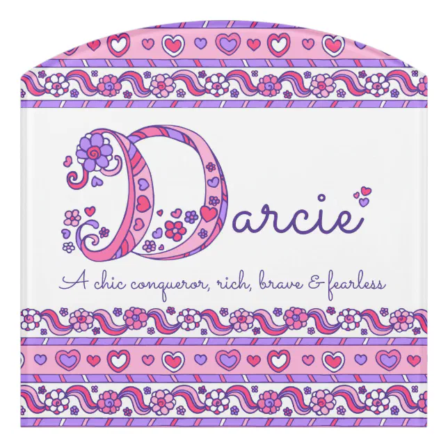 Darcie name letter d pink girls personalized door sign | Zazzle