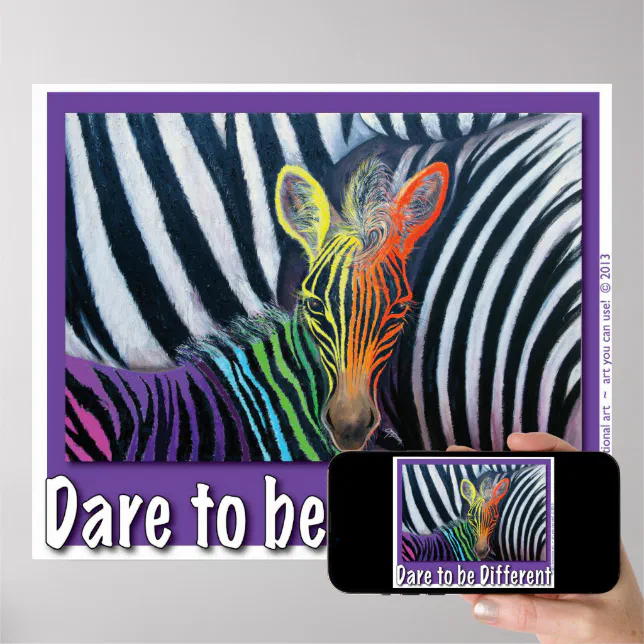 dare to be different Baby Zebra Design by GG Burns Poster | Zazzle