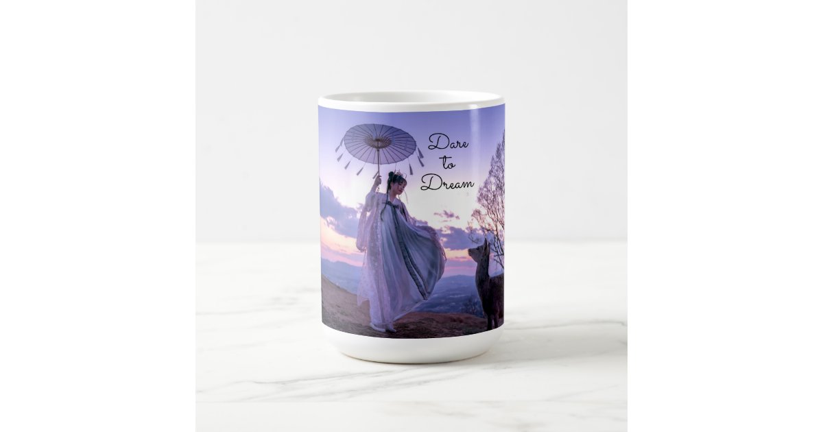 Dare to Dream Woman with Parasol and Alpaca Br Coffee Mug | Zazzle