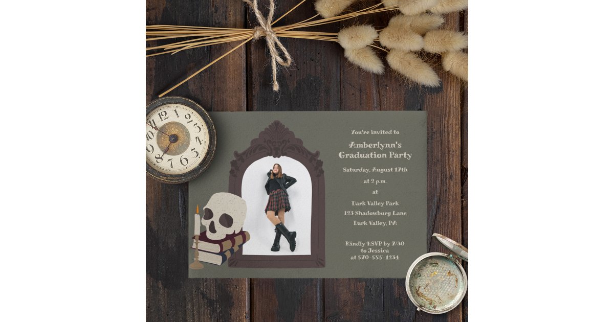 Dark Academia Photo Graduation Party Invitation | Zazzle