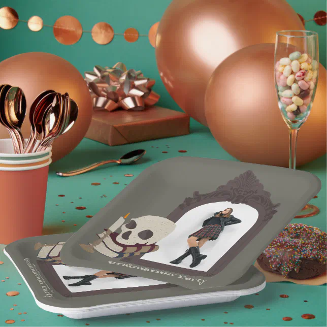 Dark Academia Photo Graduation Party Paper Plates | Zazzle