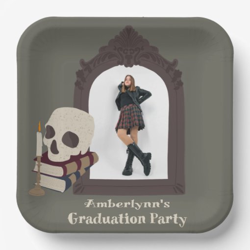 Dark Academia Photo Graduation Party Paper Plates | Zazzle