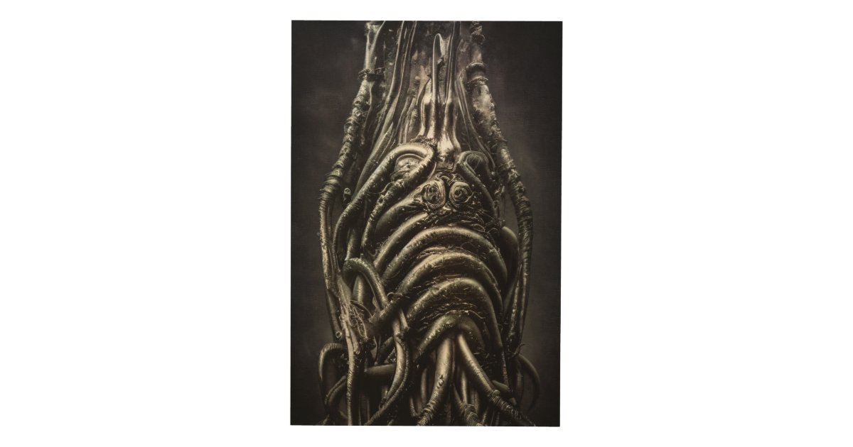 Dark Alien Statue of an Ancient Eldritch Horror Wood Wall Art | Zazzle