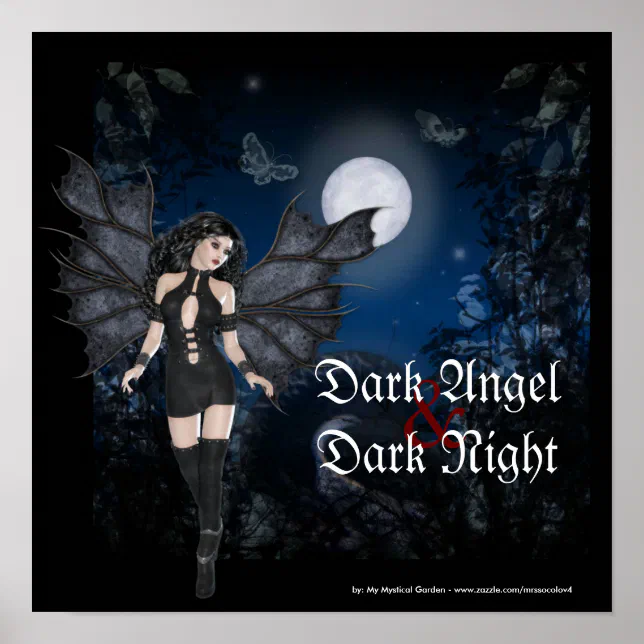 Dark Angel & Dark Night Fantasy Poster/Print Poster | Zazzle