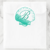 Dark Aqua Monogrammed Sea Shell Sticker | Zazzle
