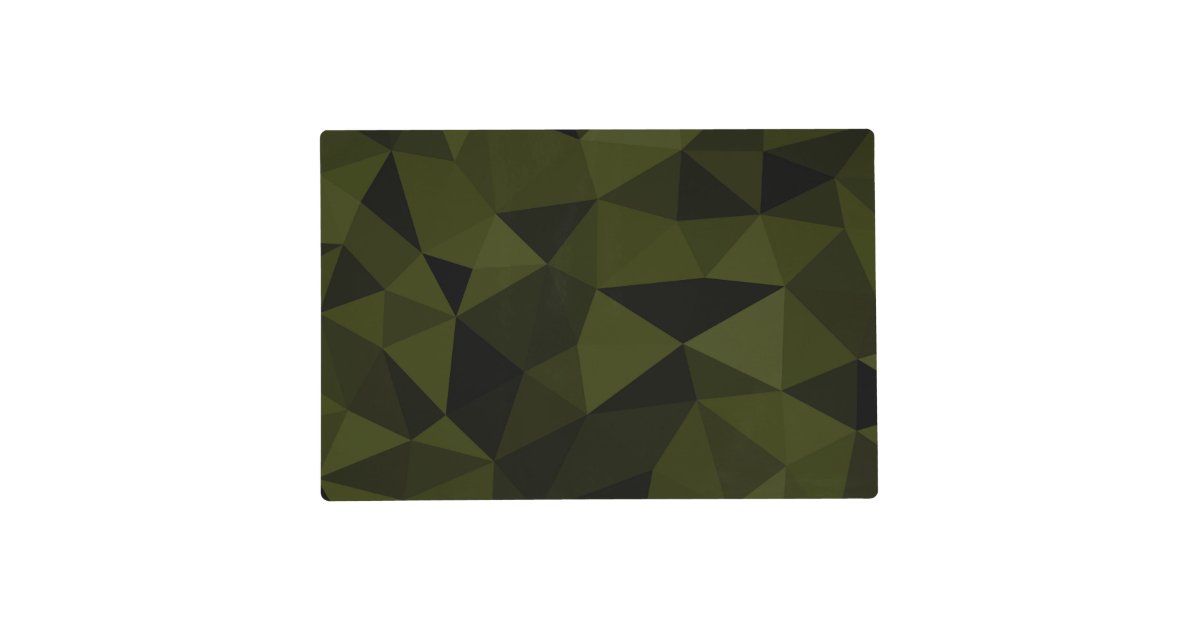 Dark army green black geometric mesh pattern cool placemat | Zazzle