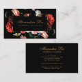 Dark Black Moody Red Floral Business Card | Zazzle