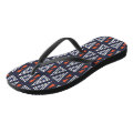 Dark Blue and Red Geometric Triangles Pattern Flip Flops | Zazzle