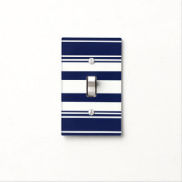 Dark Blue and White Modern Stripes Light Switch Cover | Zazzle