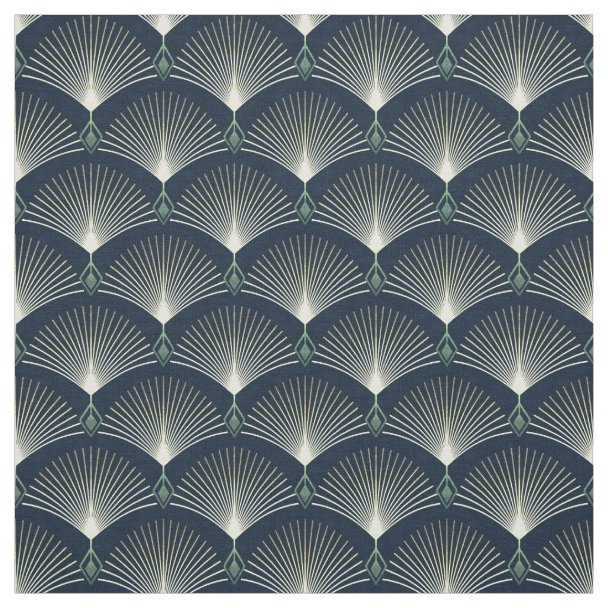 Art Deco fan pattern - black and white Fabric | Zazzle.com