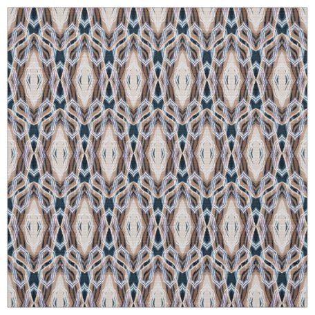Stylish Blue Art deco Floral Pattern Fabric | Zazzle