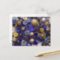 Dark Blue Button Collage Postcard | Zazzle
