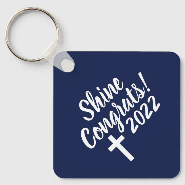 Dark Blue Congratulations Graduation Bible Verse Keychain | Zazzle