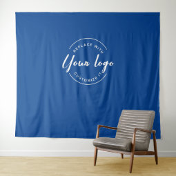 Dark blue Custom Logo backdrop Company branding | Zazzle