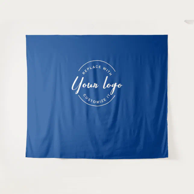 Dark blue Custom Logo backdrop Company branding | Zazzle