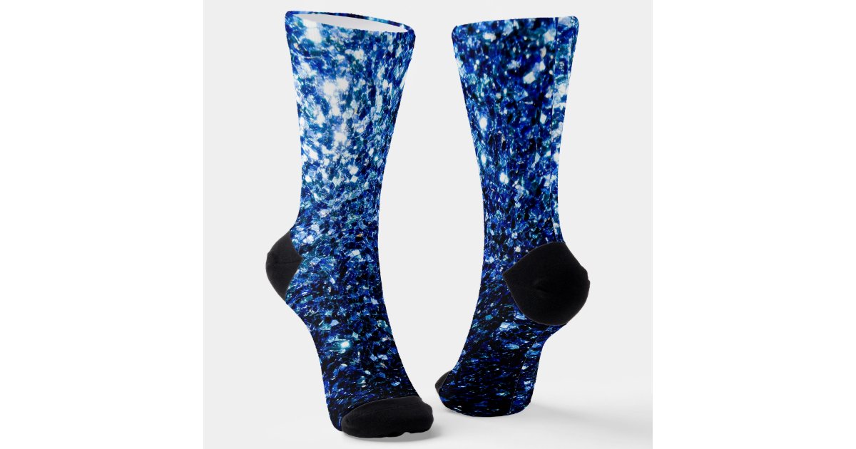Dark Blue deep shiny faux glitter sparkles Socks | Zazzle