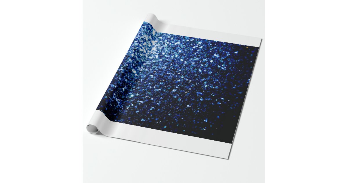 Dark Blue deep shiny faux glitter sparkles Wrapping Paper | Zazzle