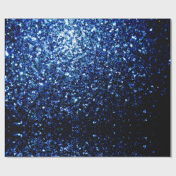 Dark Blue deep shiny faux glitter sparkles Wrapping Paper | Zazzle