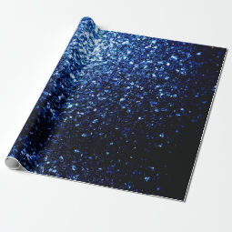 Dark Blue deep shiny faux glitter sparkles Wrapping Paper | Zazzle