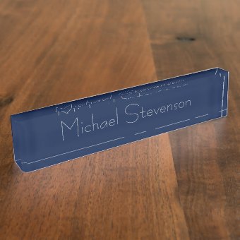Dark Blue Elegant Modern Business Nameplate | Zazzle