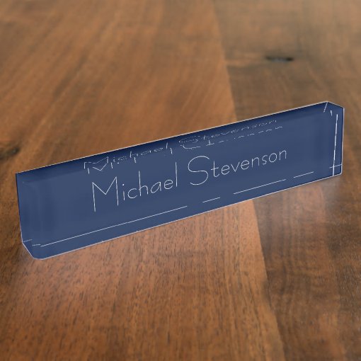 Dark Blue Elegant Modern Business Nameplate | Zazzle