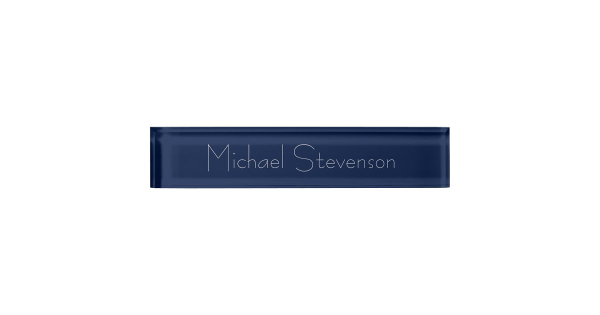 Dark Blue Elegant Modern Business Nameplate | Zazzle