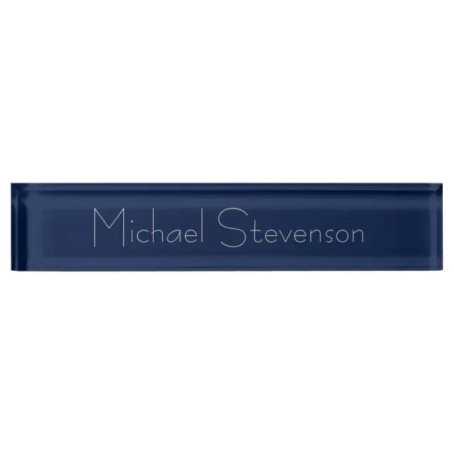 Dark Blue Elegant Modern Business Nameplate | Zazzle