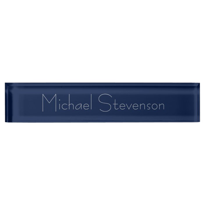 Dark Blue Elegant Modern Business Nameplate | Zazzle.com