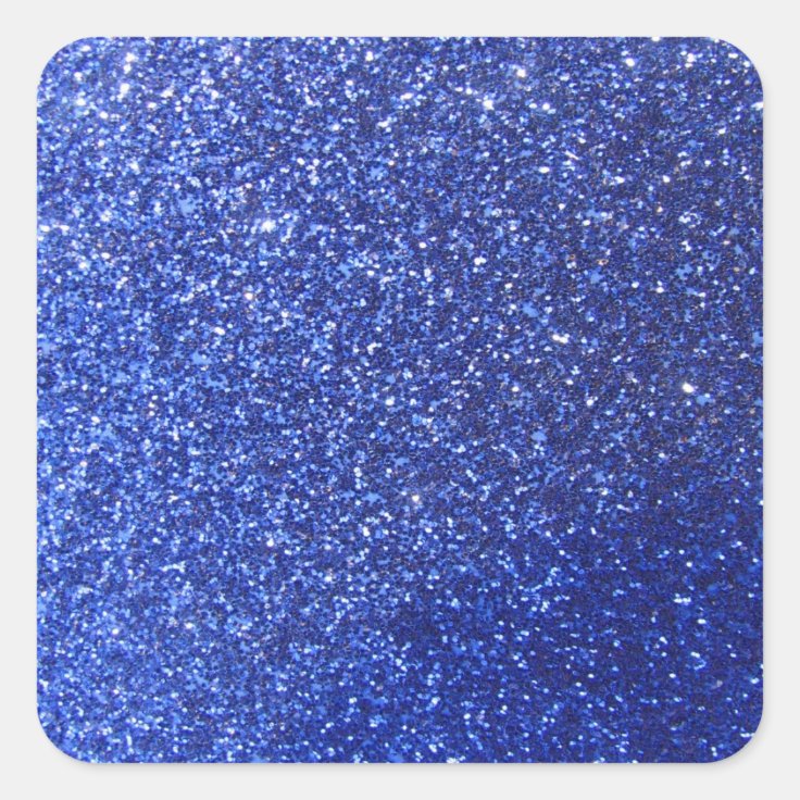 Dark blue faux glitter graphic square sticker | Zazzle