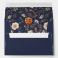 Dark Blue Floral Wedding Envelope | Zazzle