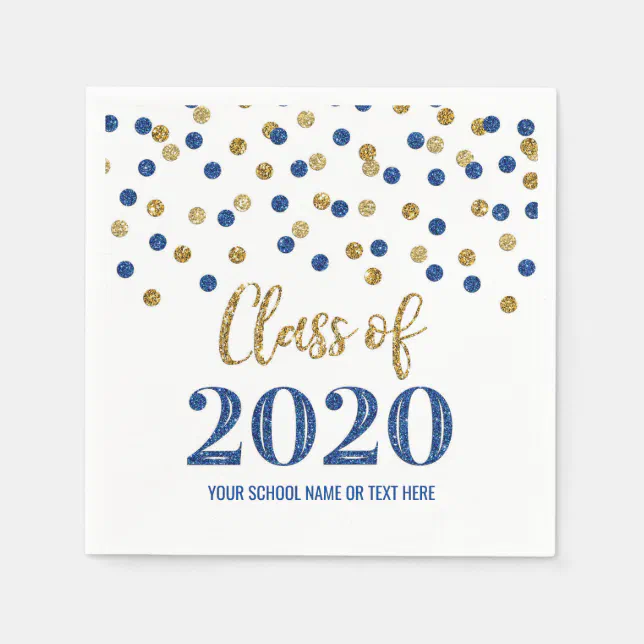 Dark Blue Gold Confetti Class of 2020 Graduation Napkins | Zazzle