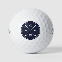 Dark Blue Golf Clubs Monogram Golf Balls | Zazzle