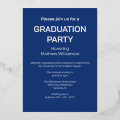Dark Blue Graduation Party Foil Invitation | Zazzle